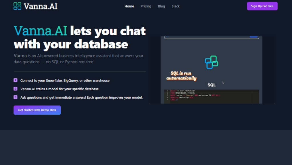 What is Vanna AI - Info Pricing Alternative - AI Tool Bee